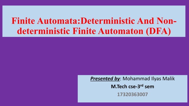 Finite Automata Deterministic And Non Deterministic Finite Automaton