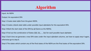 Finite Automata: Deterministic And Non-deterministic Finite Automaton (DFA) | PPTX