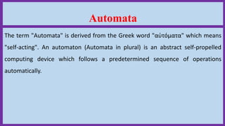Finite Automata: Deterministic And Non-deterministic Finite Automaton (DFA) | PPTX