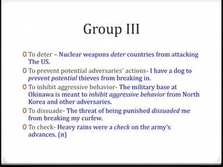 Deterrence vocabulary insights p. 115 | PPTX