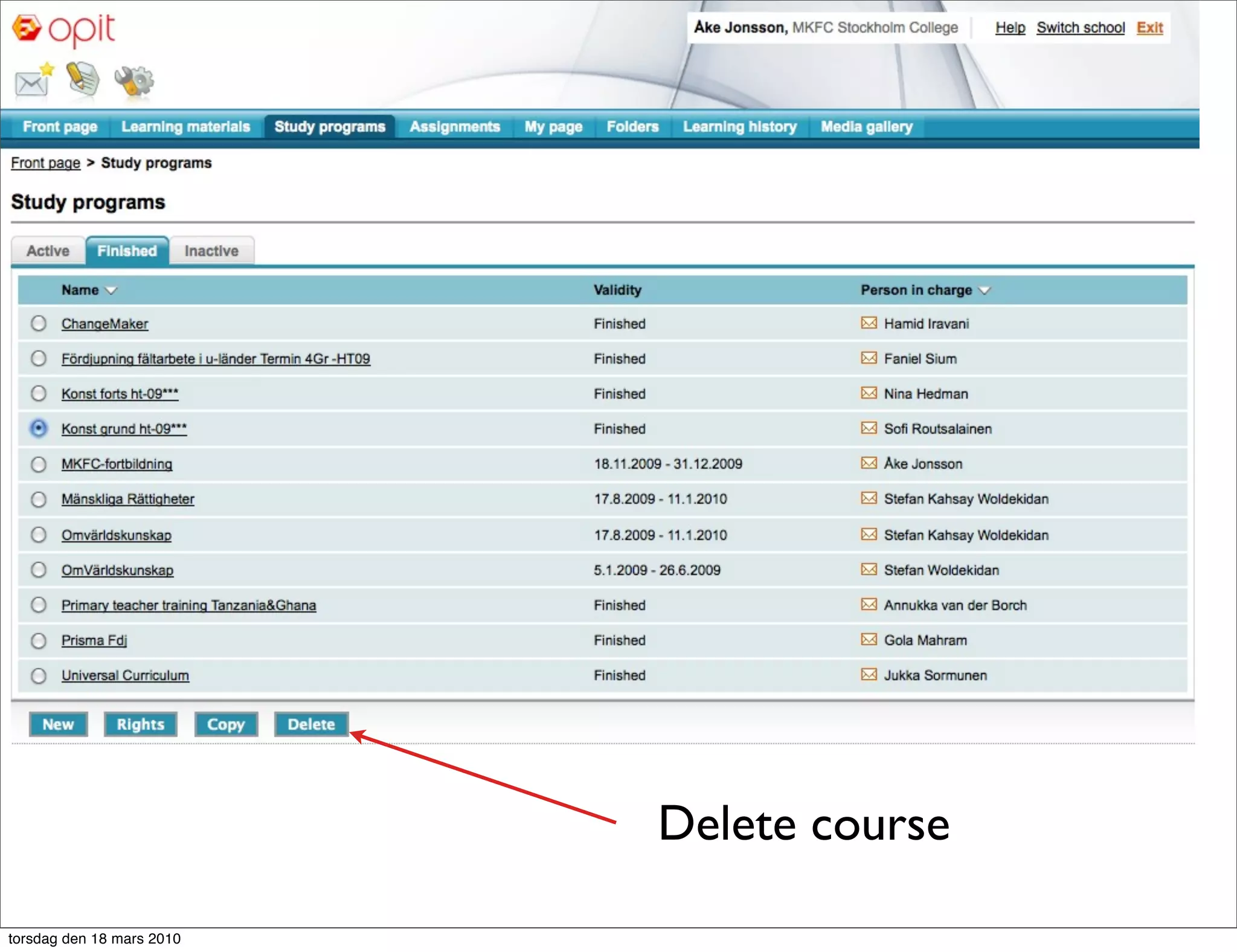 Deteting A Studyprogram | PPT