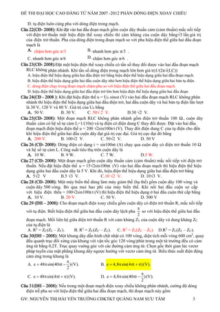 Đề thi đại học 07-12 phần điện xoay chiều | PDF