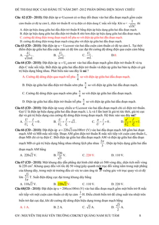 Đề thi đại học 07-12 phần điện xoay chiều | PDF