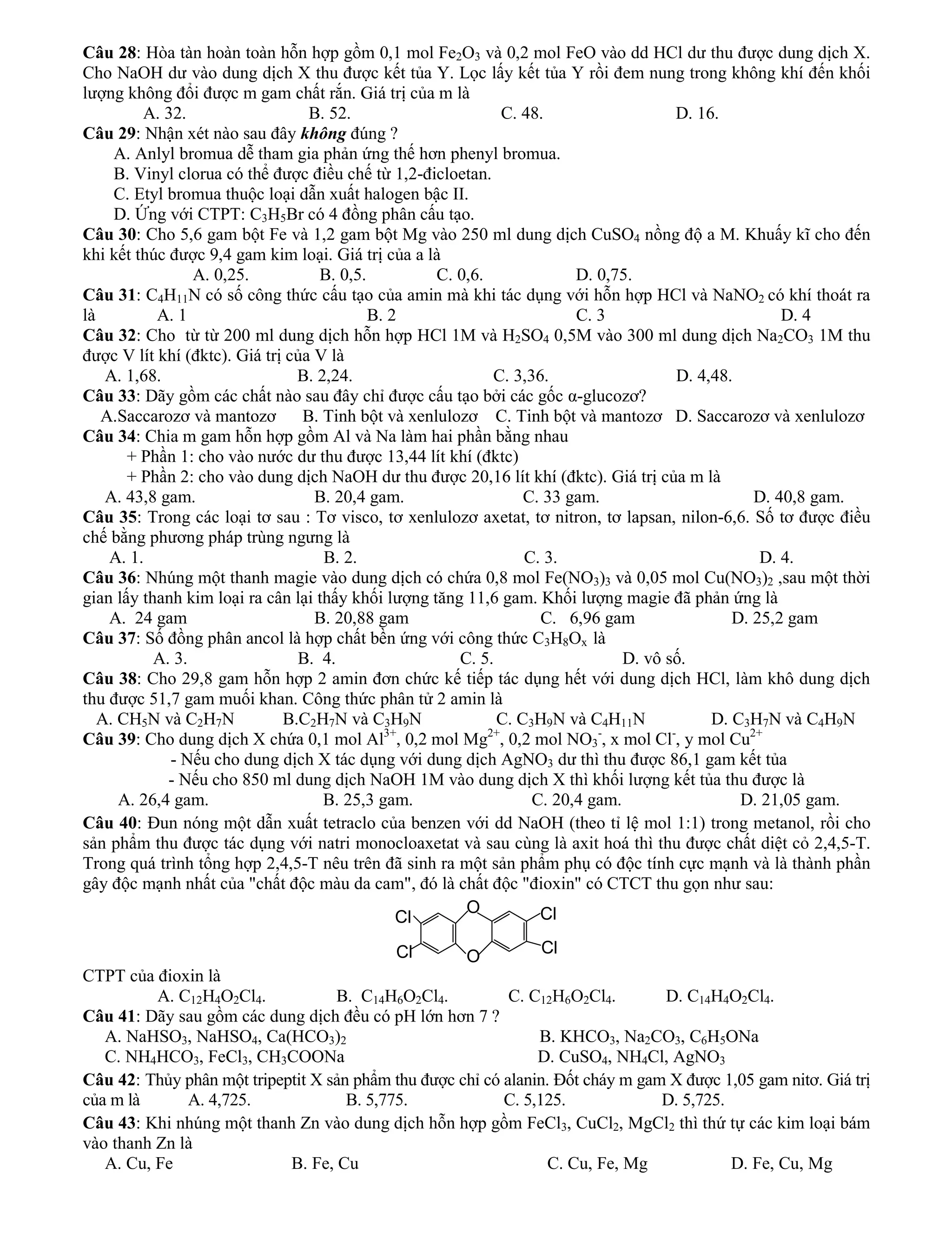 De thi dai hoc mon hoa (10) | PDF