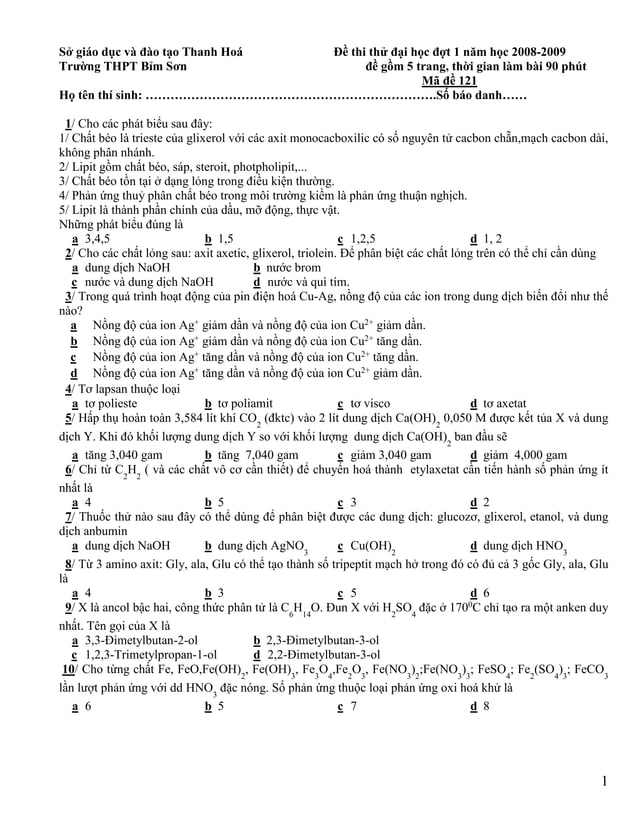 De thi dai hoc mon hoa (12) | PDF
