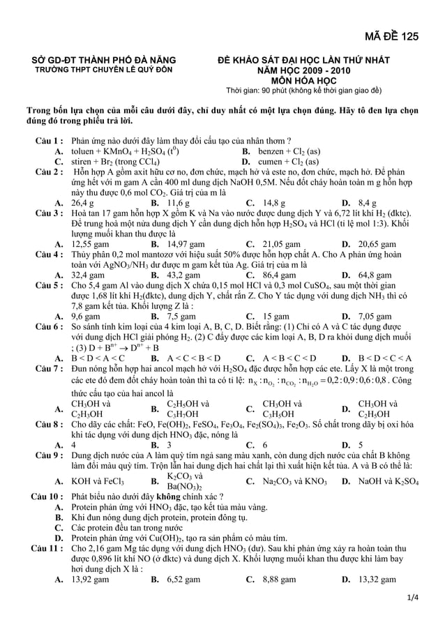 De thi dai hoc mon hoa (15) | PDF