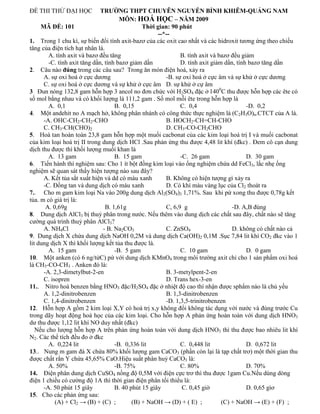 De thi dai hoc mon hoa (31) | PDF