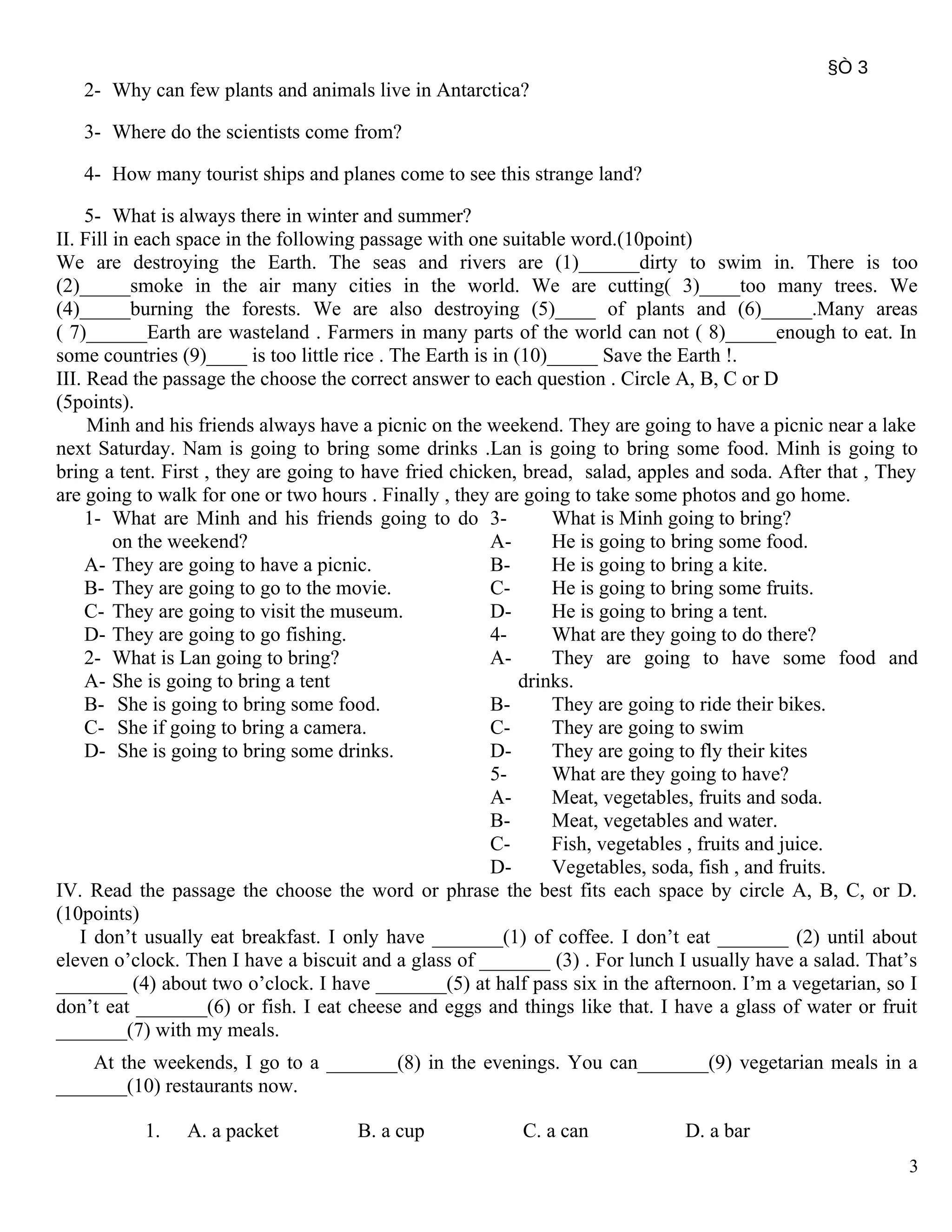 De thi hoc sinh gioi tieng anh 6 cap huyen | PDF