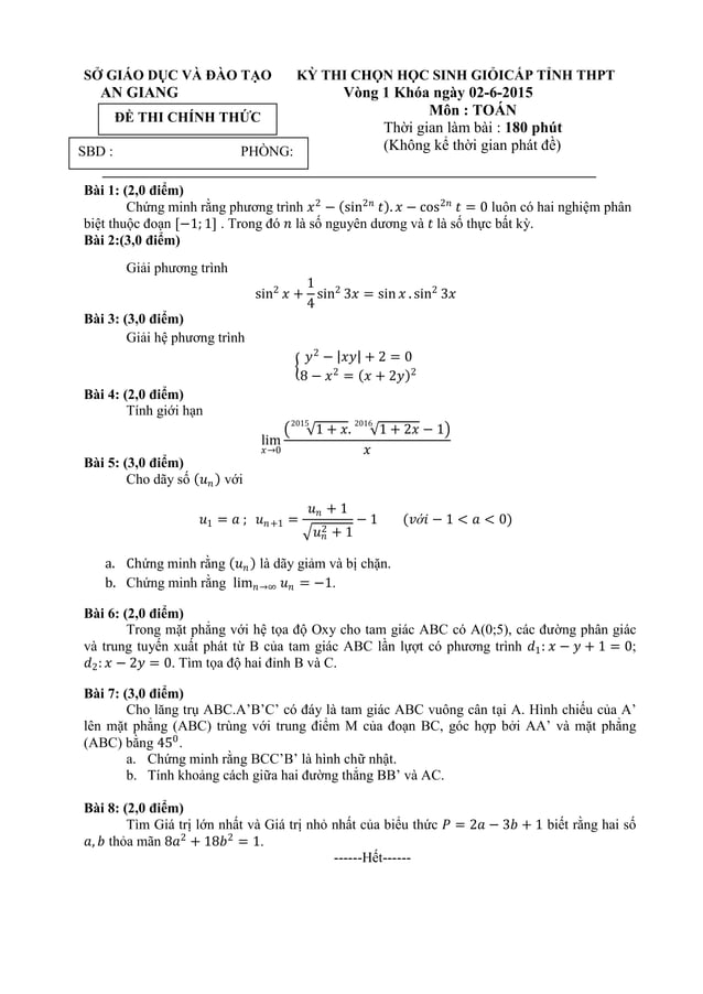 Dethi hsg vong1_ct_2015_2016 | PDF