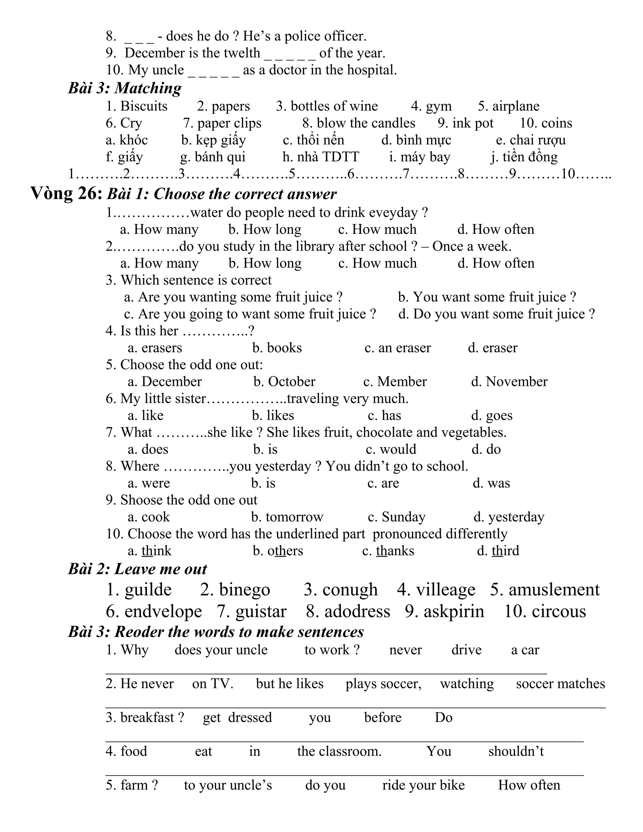 De thi ioe tieng anh lop 5 vong 1 den 35 | DOC