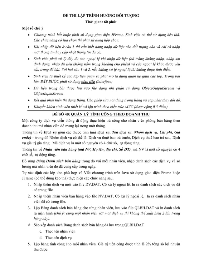 đề thi java ptit | PDF