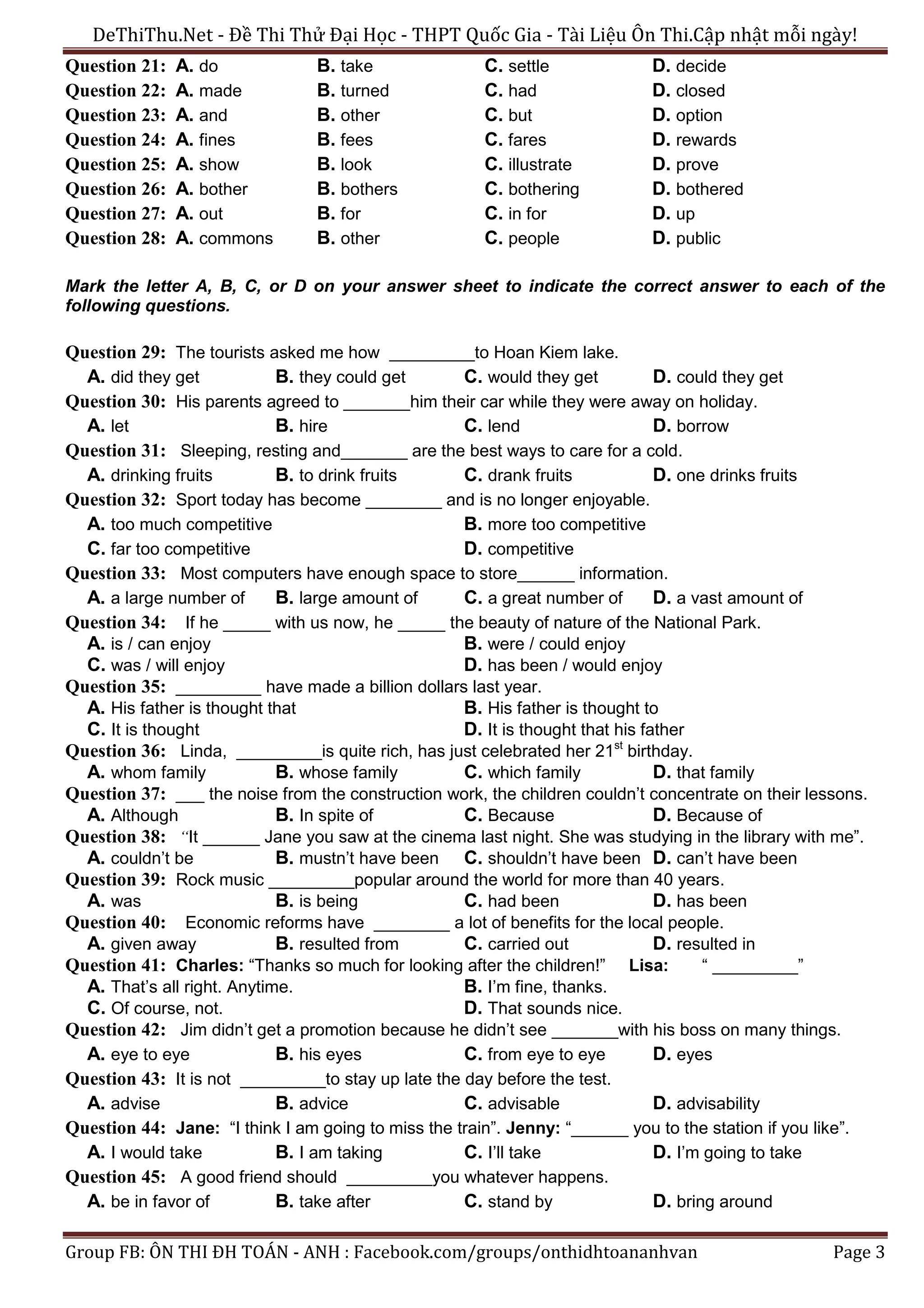 [De thithu.net]tienganhchuyendhvinhlan4 | PDF