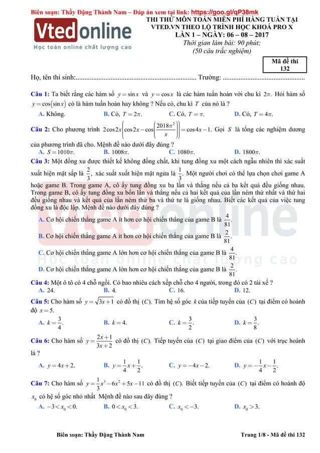 De thi thu lan 1 2018 dtn | PDF