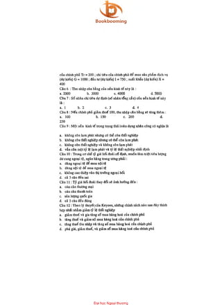 Đề thi trắc nghiệm Kinh Tế Vĩ Mô 1 ĐH Ngoại Thương - Tham khảo | PDF