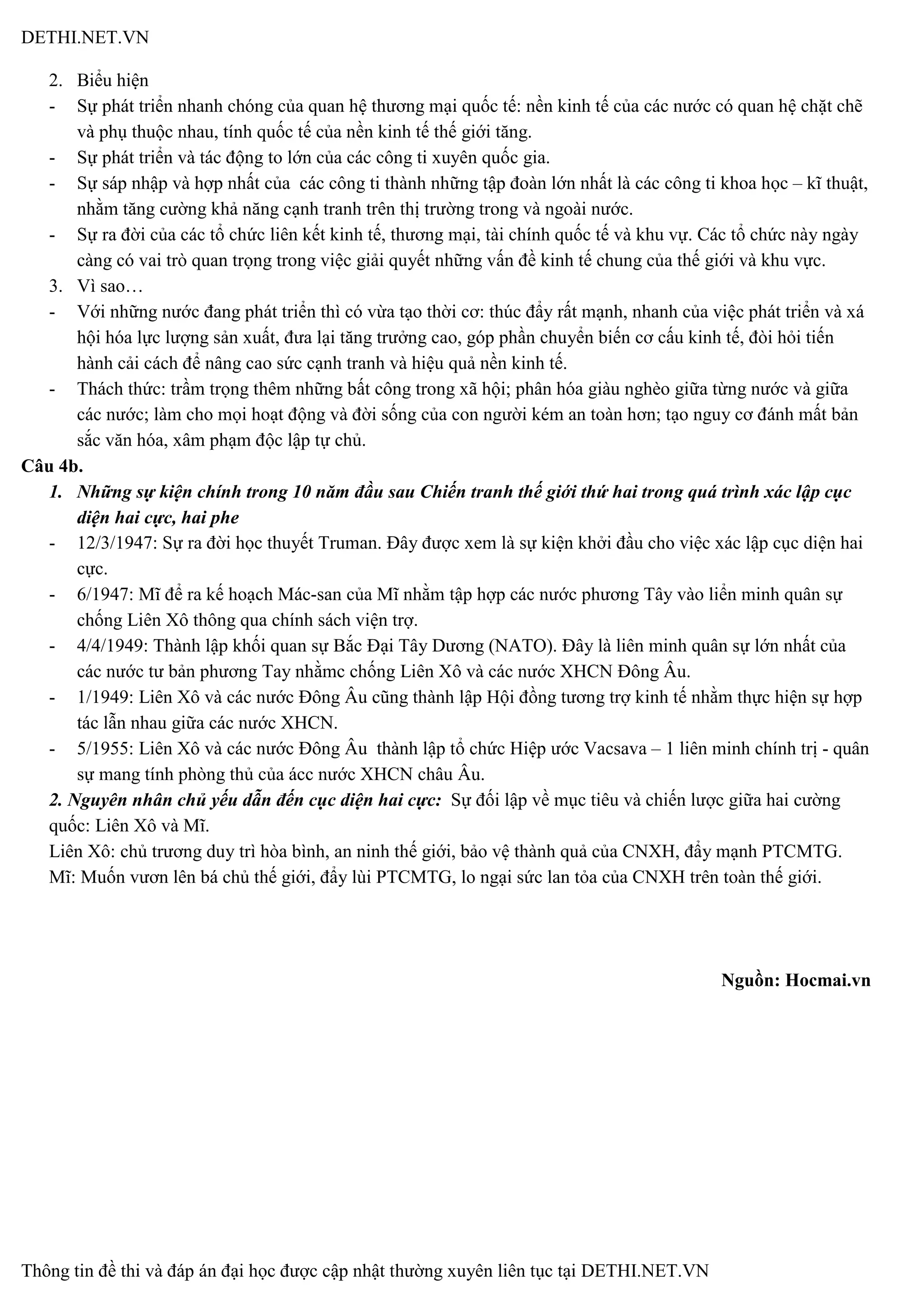 De thi va dap an mon lich su khoi c nam 2013 | PDF