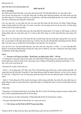 De thi va dap an mon lich su khoi c nam 2013 | PDF