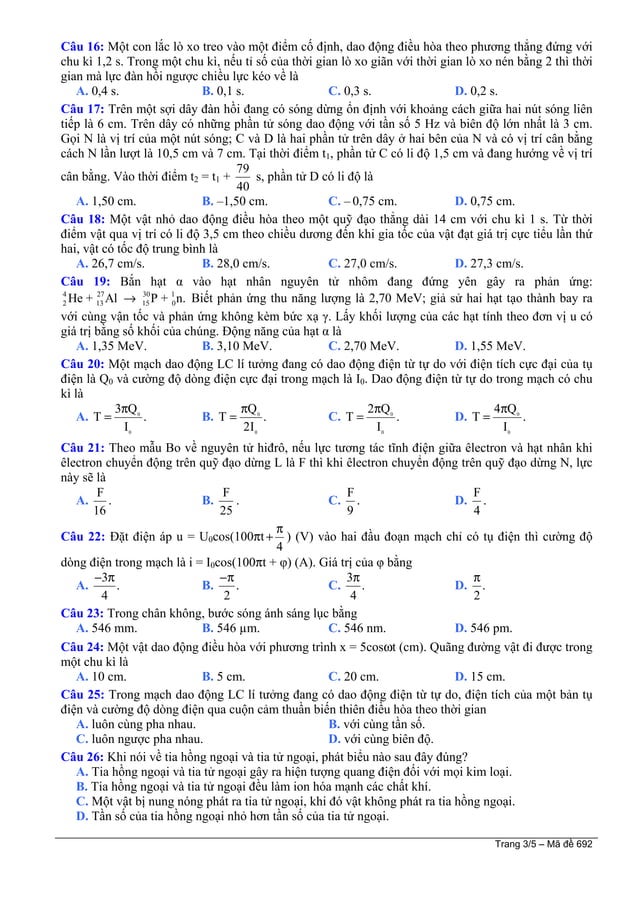De thi vat ly a a1 dh2014 m_692 | PDF