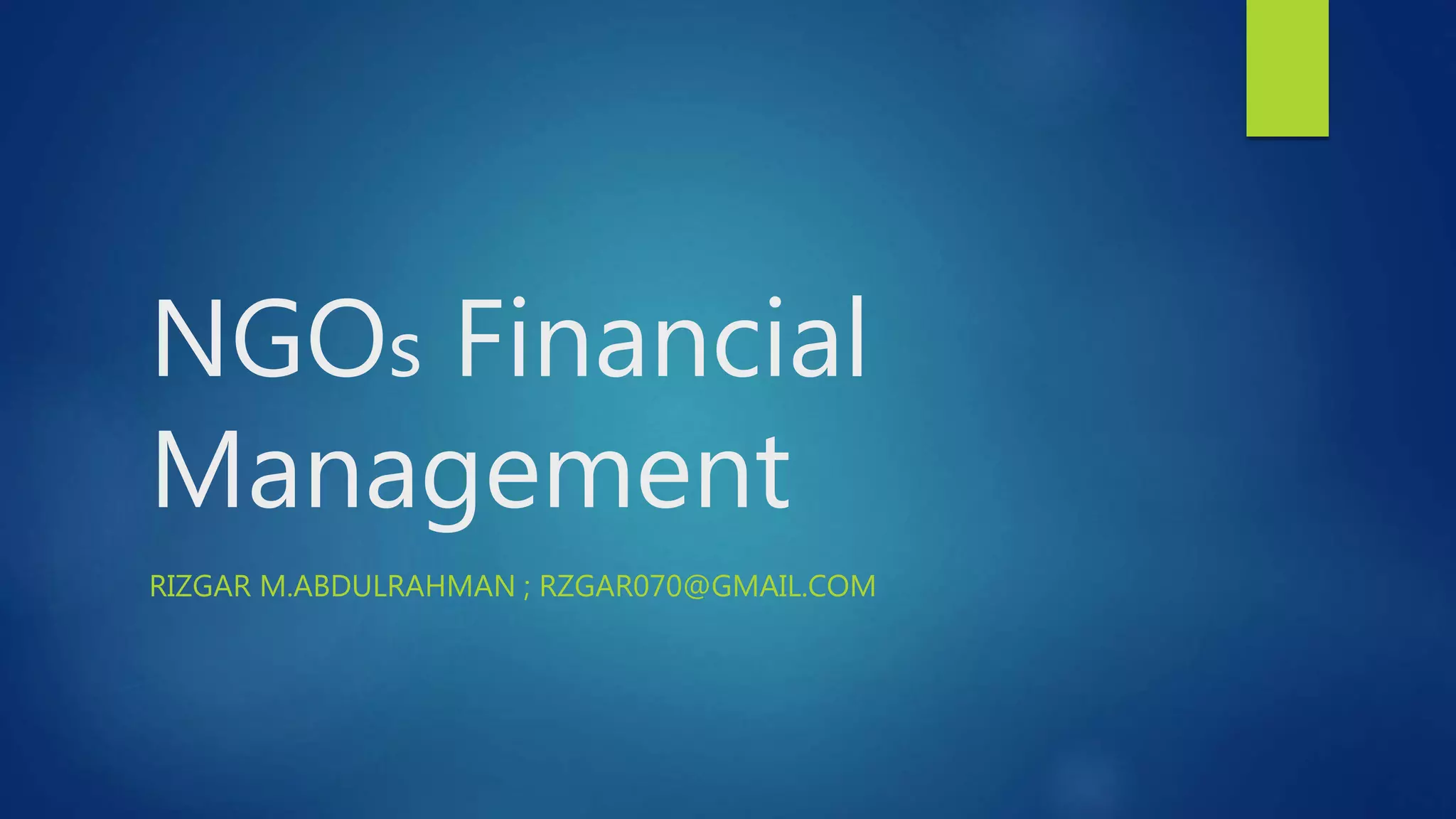 NGOs financial management | PPTX