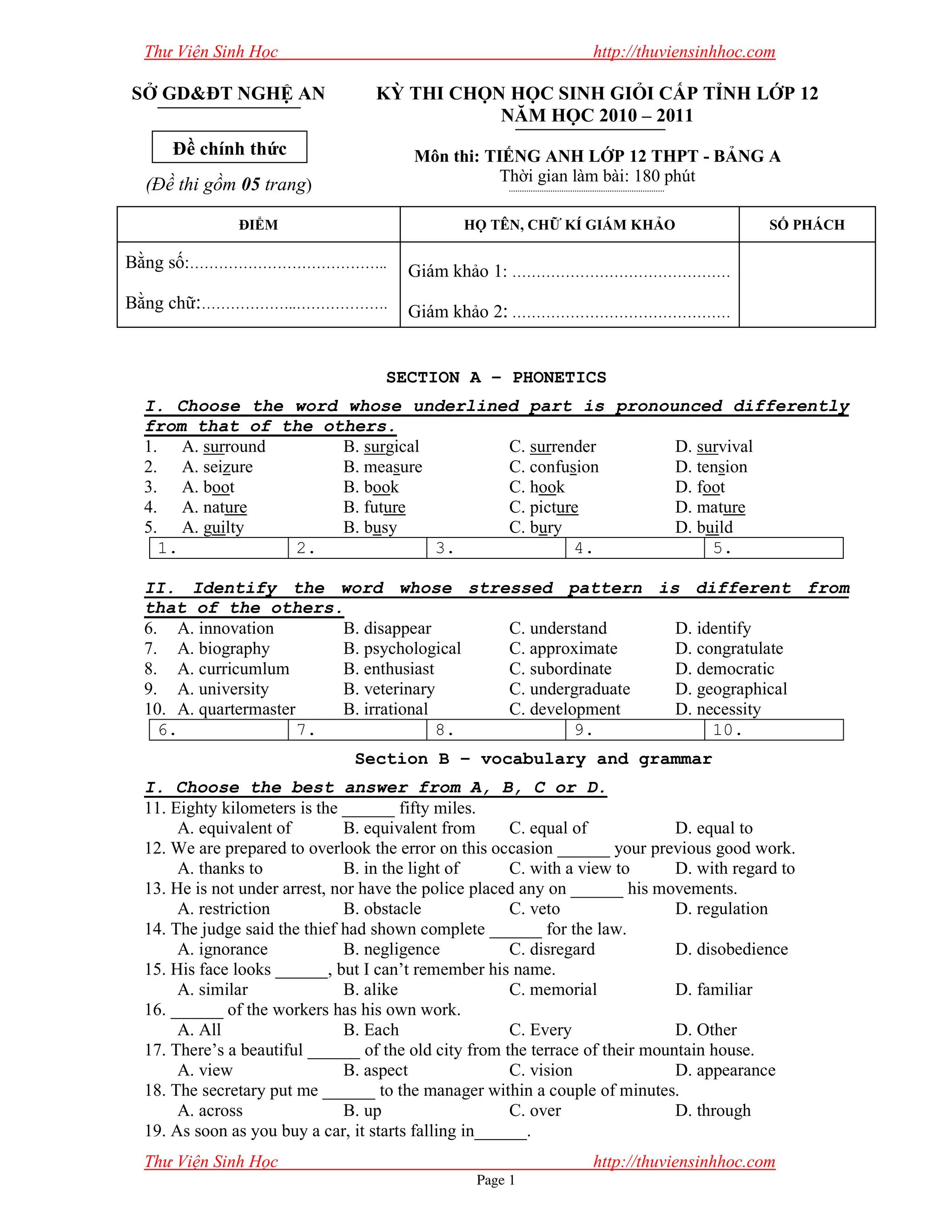 De ting anh hsg tinh bang a (10-11) | PDF