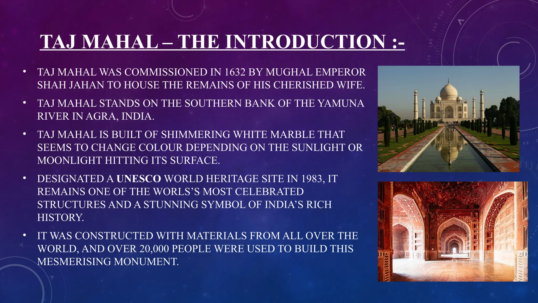 Detoration of tajmahal Shows how the Taj Mahal Colours changes because ...