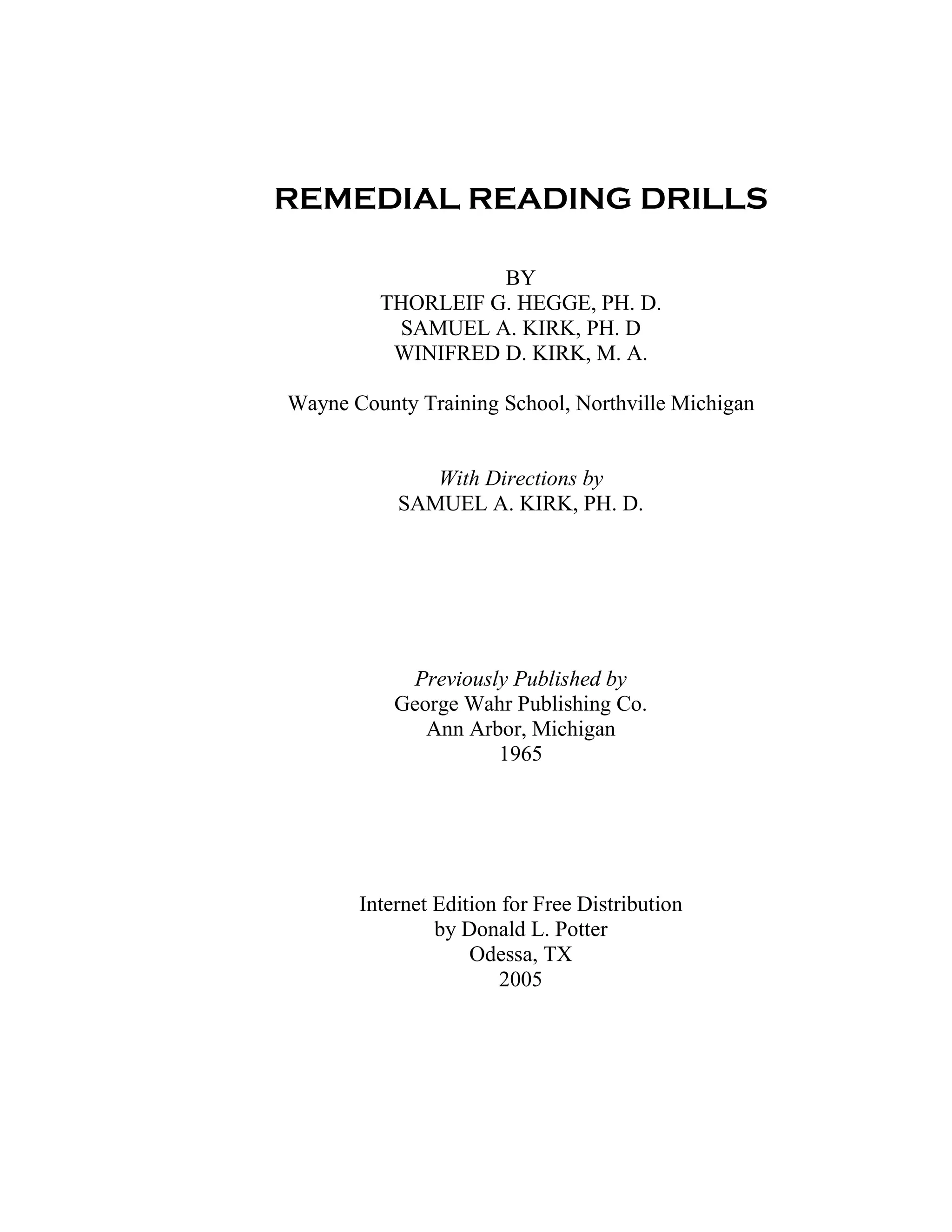 Detosil reading drills | PDF