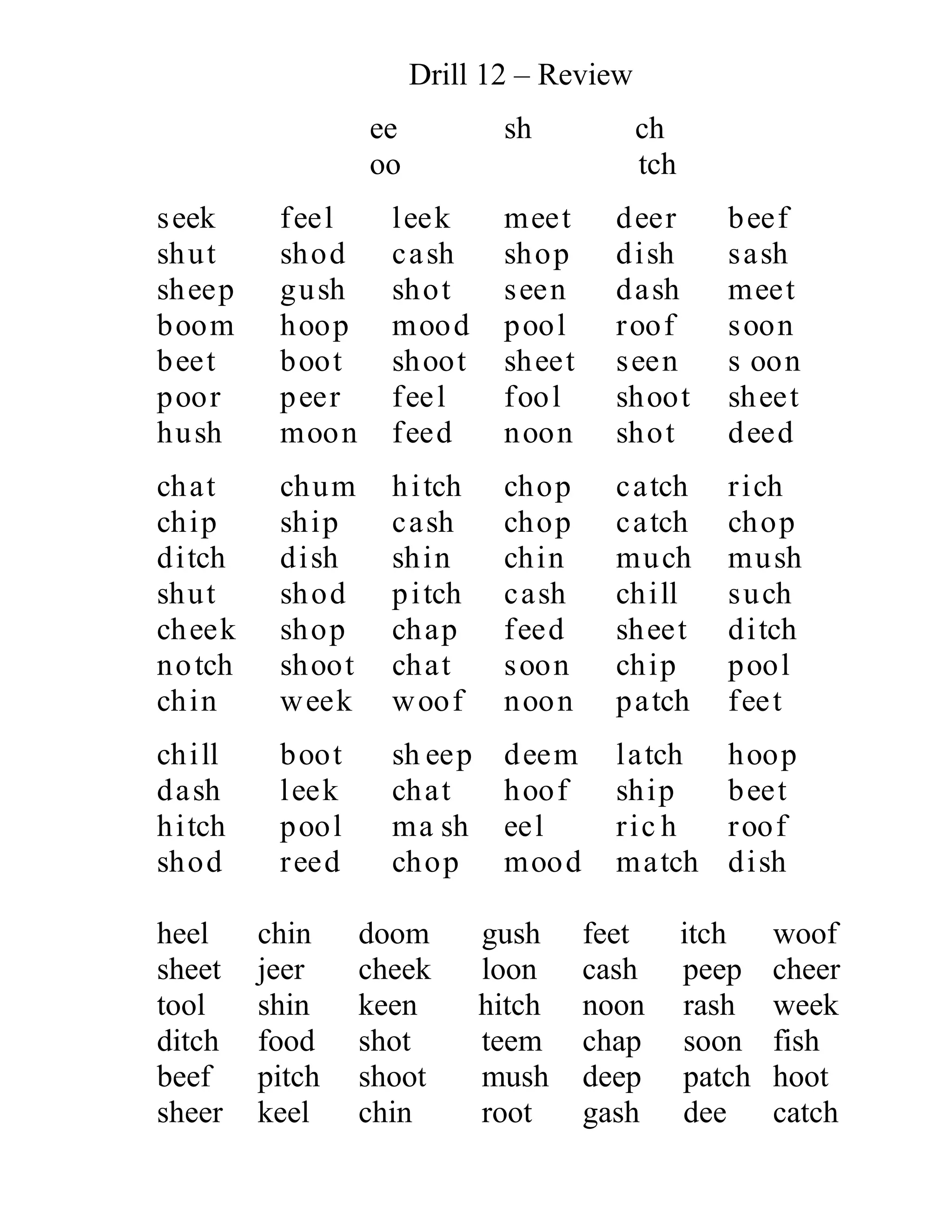 Detosil reading drills | PDF