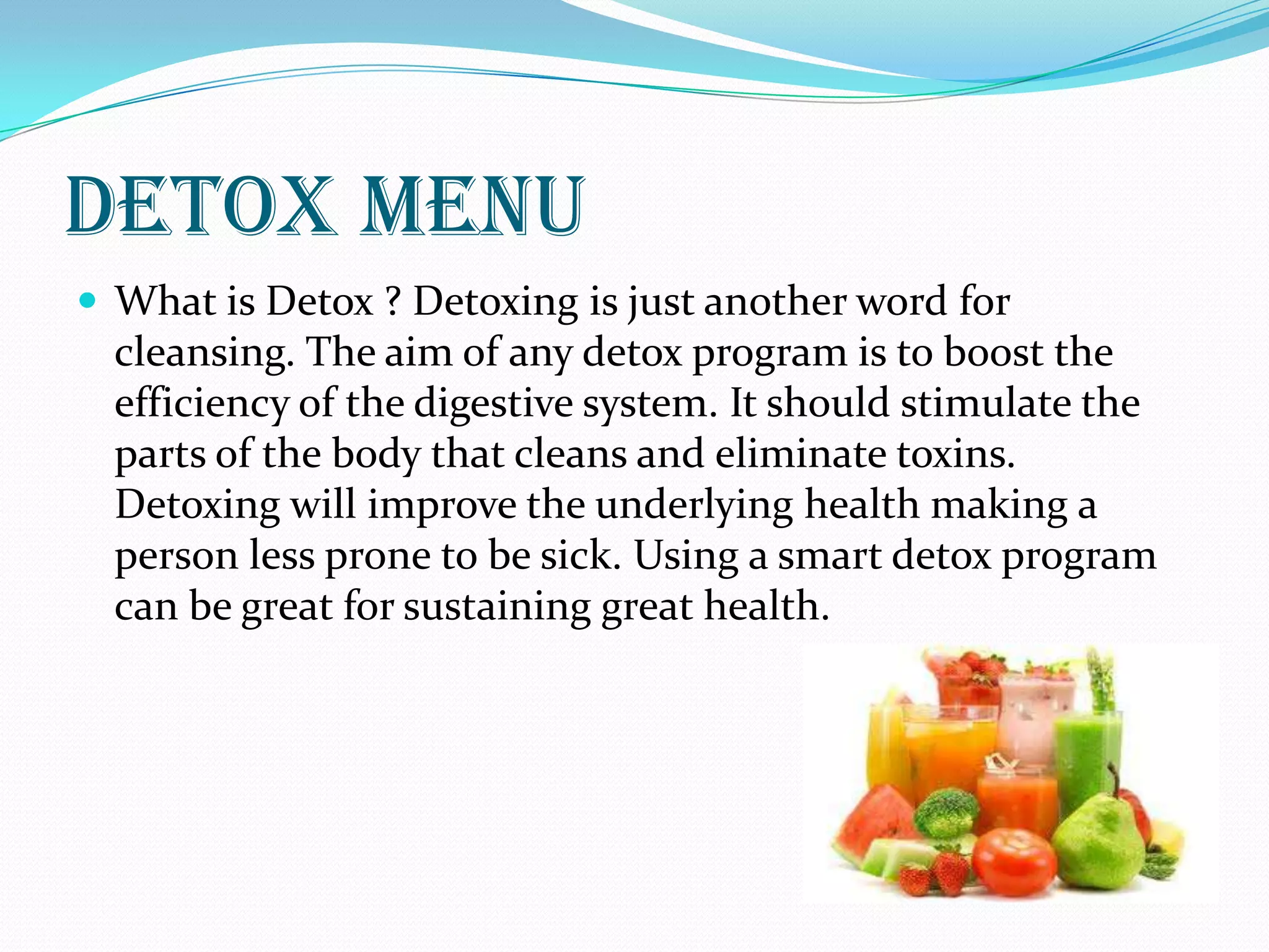 Detox menu. | PPT