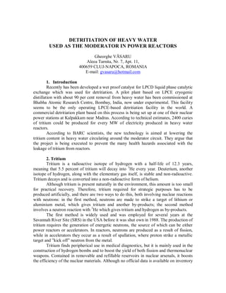 Detritiation of heavy water | PDF