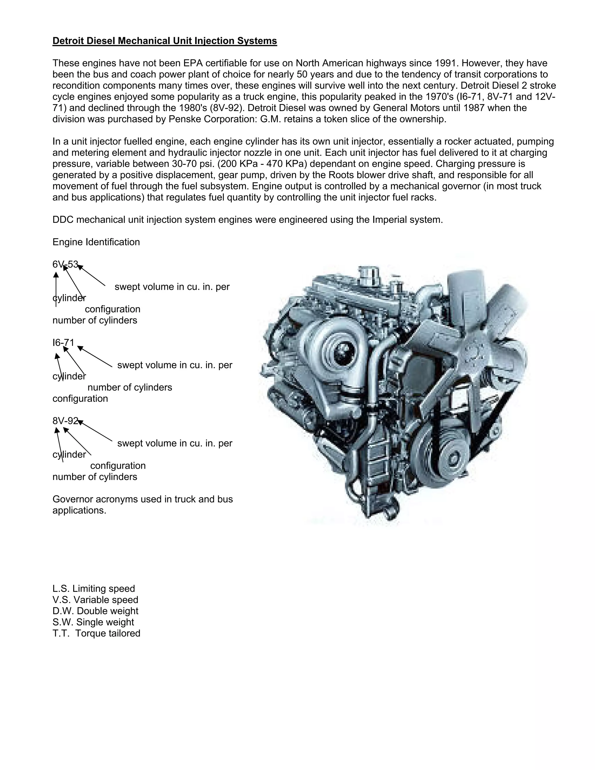 Detroit diesel mechanical injection system | PDF