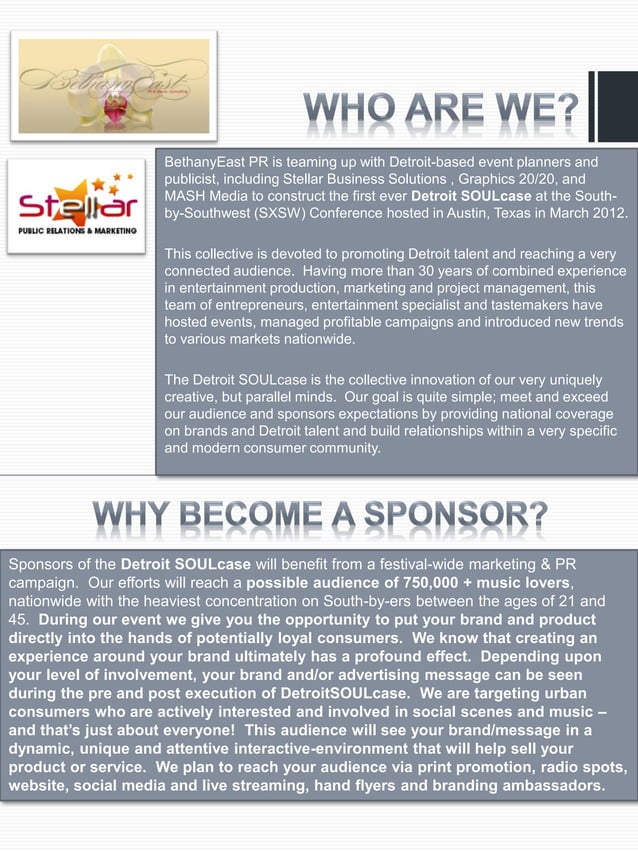 Detroit SOULcase Event Proposal | PDF | Business Expos & Conferences ...