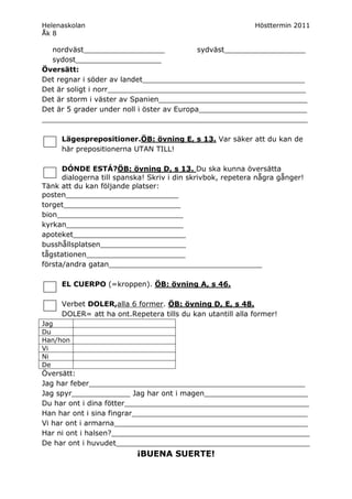 Detta ska du kunna till provet åk 8 | DOCX