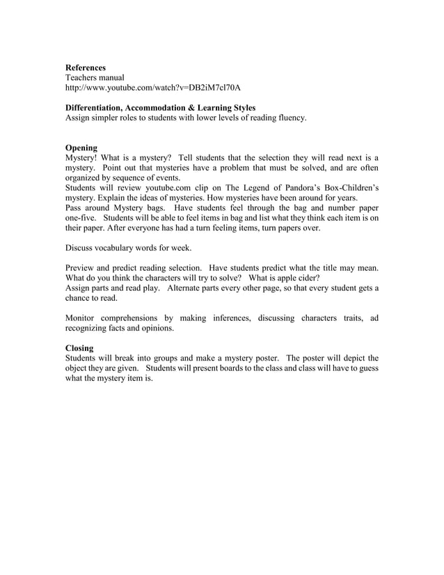 Dett School Reading Lesson | DOCX