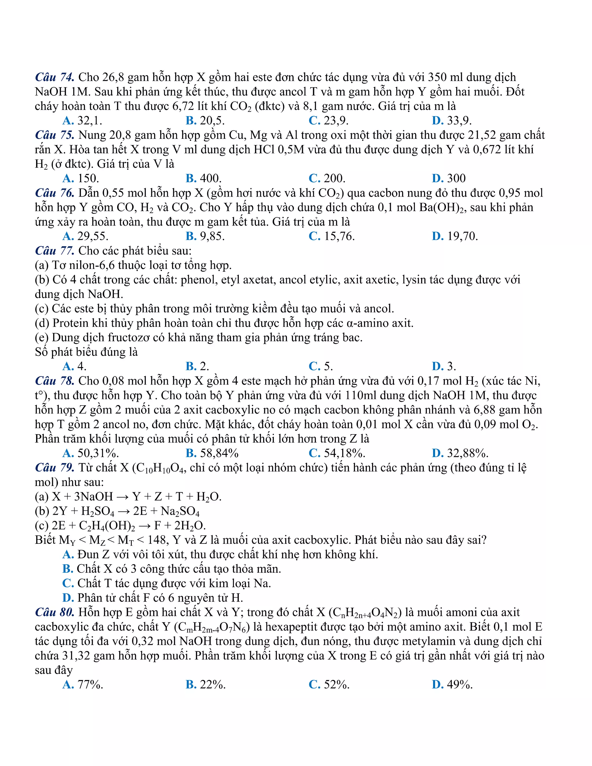 đề thi hóa học thpt quốc gia | PDF