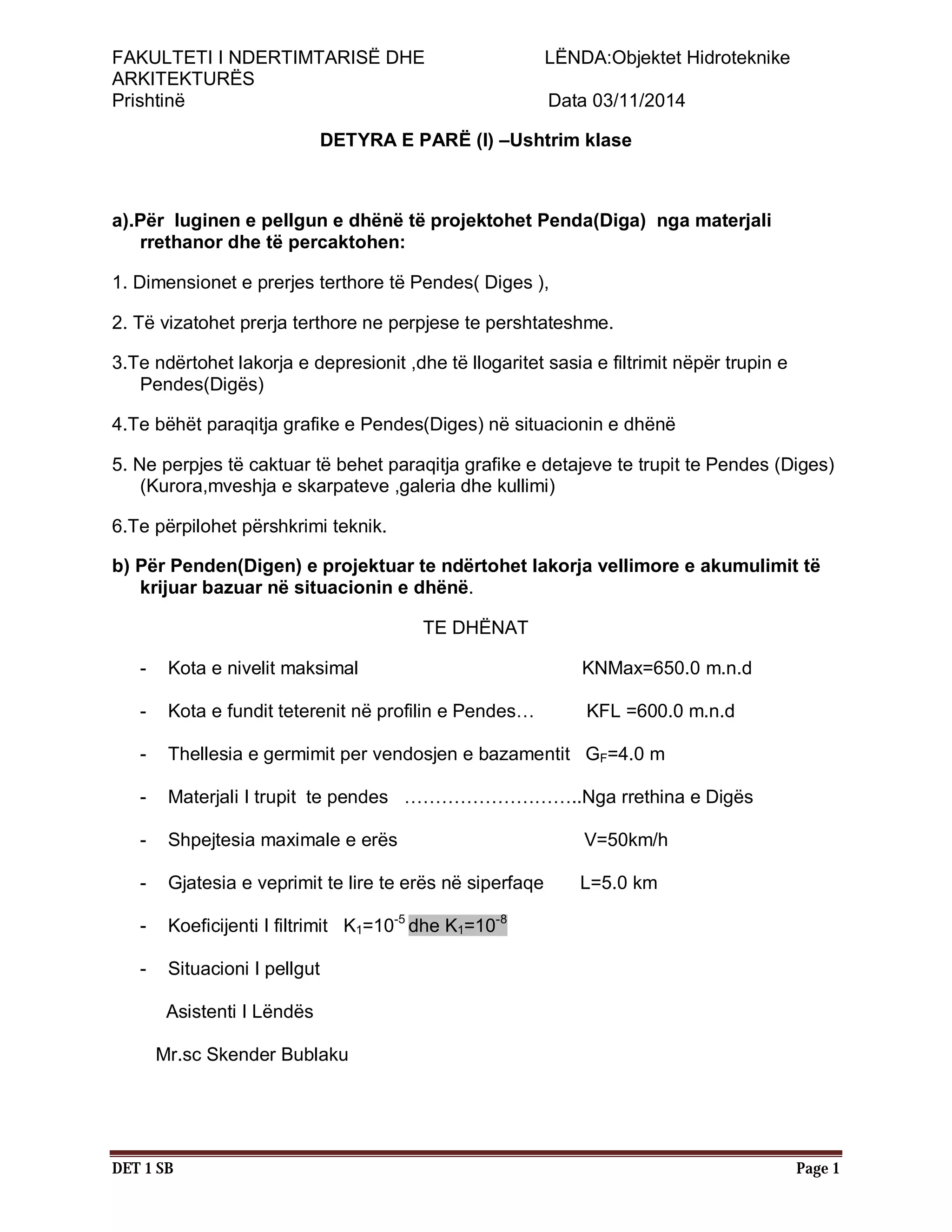 Detyra e pare pjesa 1 ushtrim klase 03.11.2014