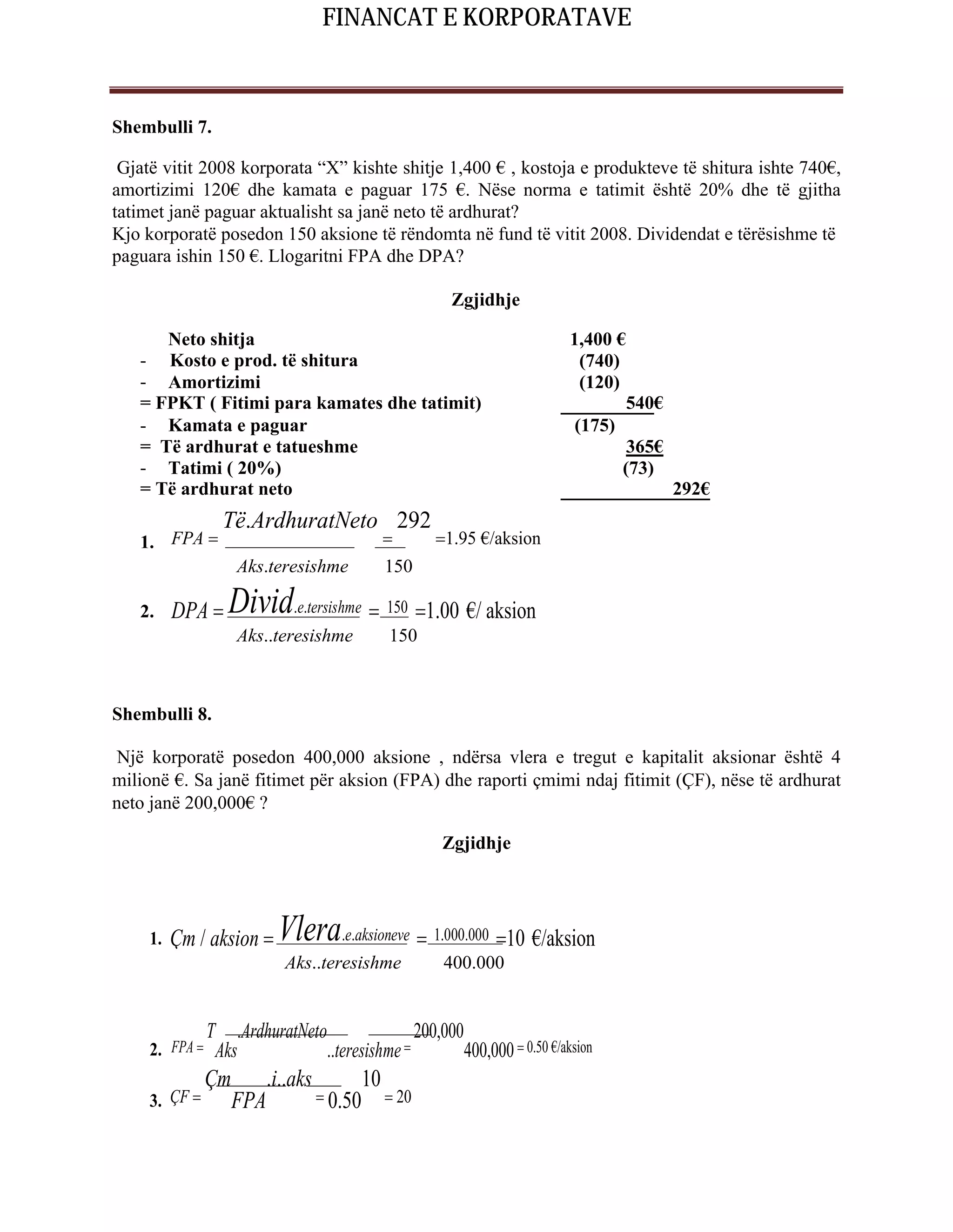 Detyra me zgjidhje bilanci i gjendjes dhe i suksesit | PDF