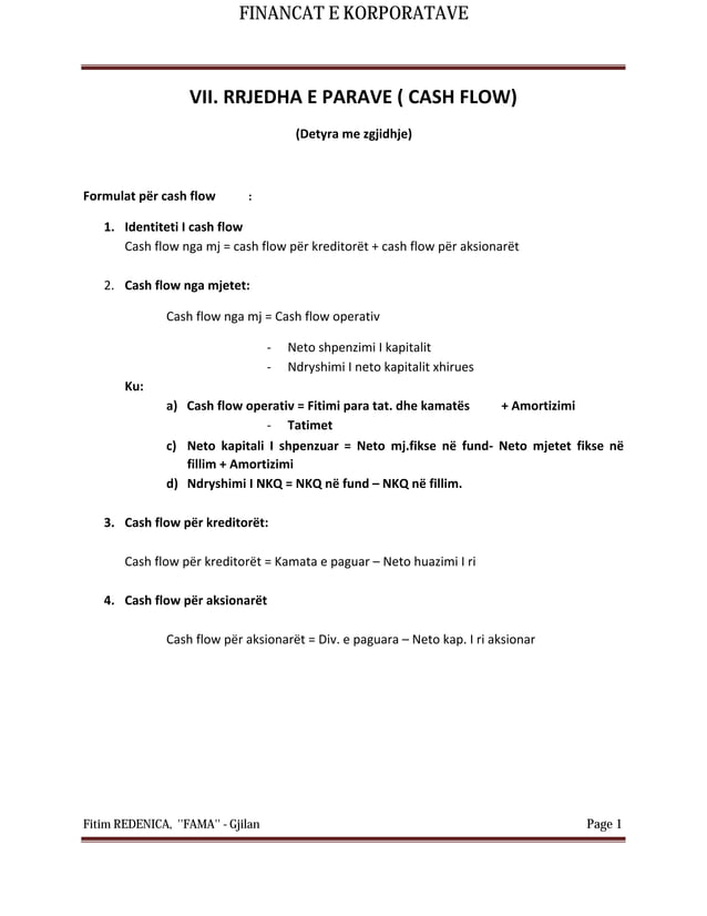 Detyra me zgjidhje cash flow | PDF