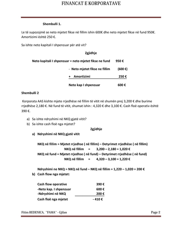 Detyra me zgjidhje cash flow | PDF