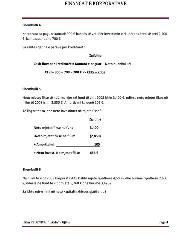 Detyra me zgjidhje cash flow | PDF