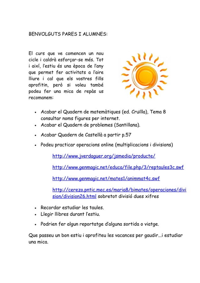 Deures estiu 2017 quarts | PDF