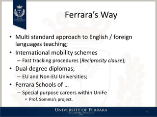 Teaching in English at the University of Ferrara | PPT