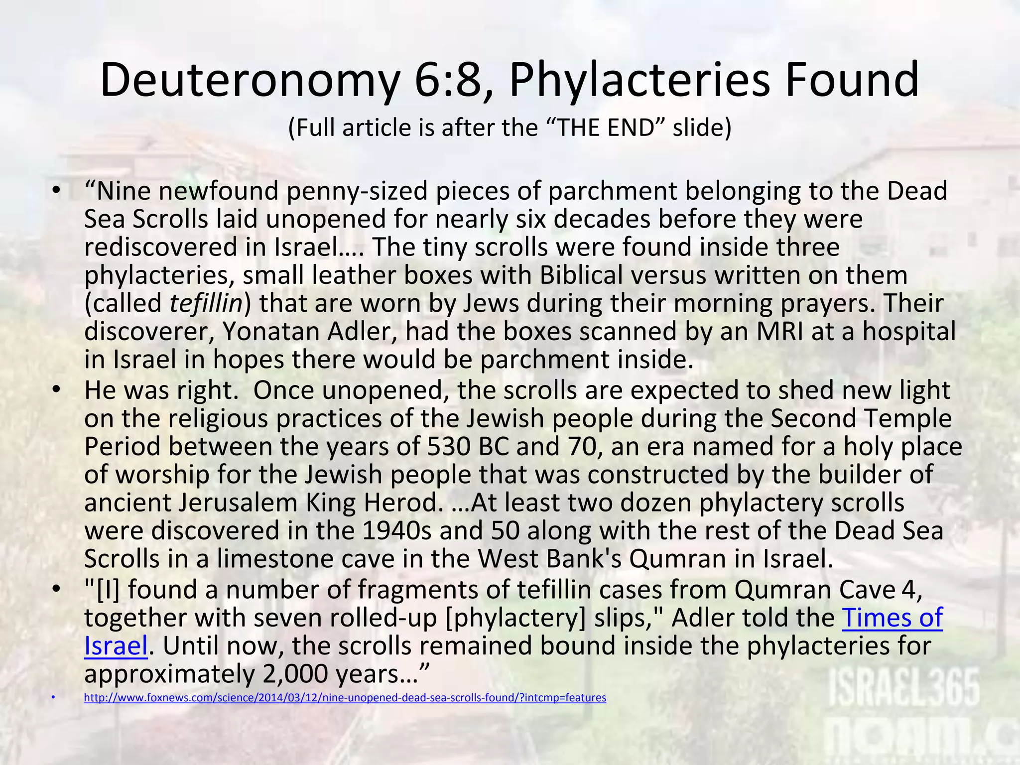 Deuteronomy 6, One God, echad vs. yachid, One Christ, phylacteries ...