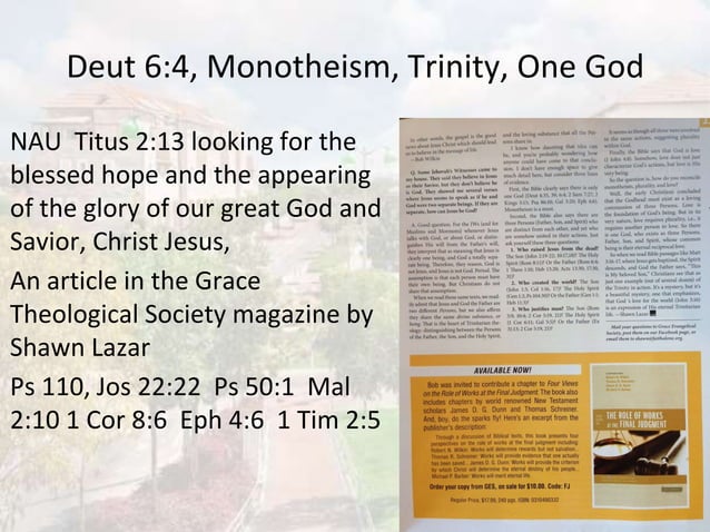 Deuteronomy 6, One God, echad vs. yachid, One Christ, phylacteries ...