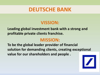 Presentation on Deutsche bank by Supriya Basu | PPTX