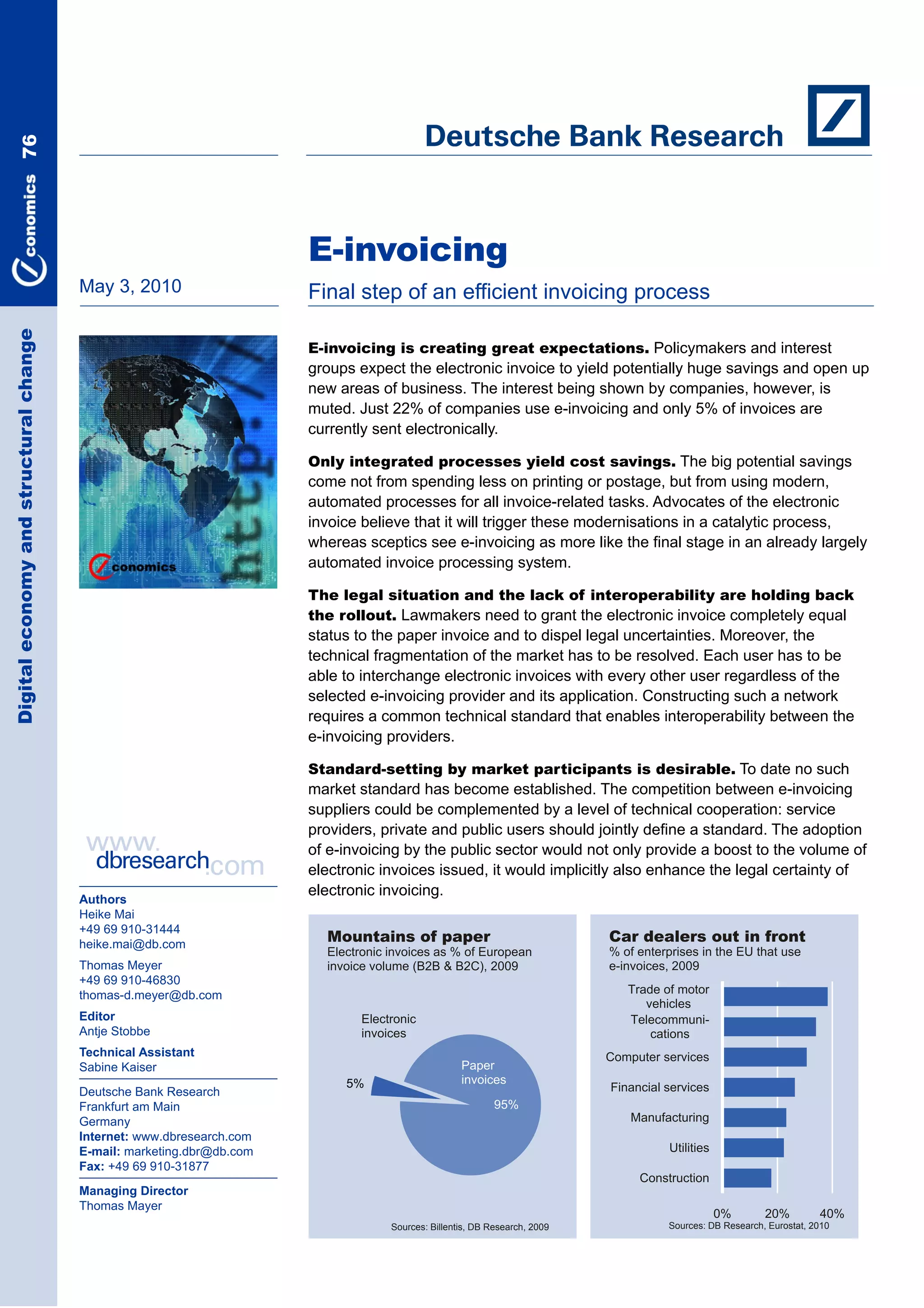 Deutsche bank final step of an efficient invoicing process 030510 | PDF