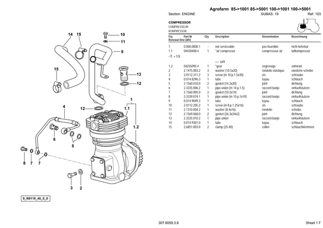 Deutz fahr agrofarm 100 tractor parts catalogue manual | PDF