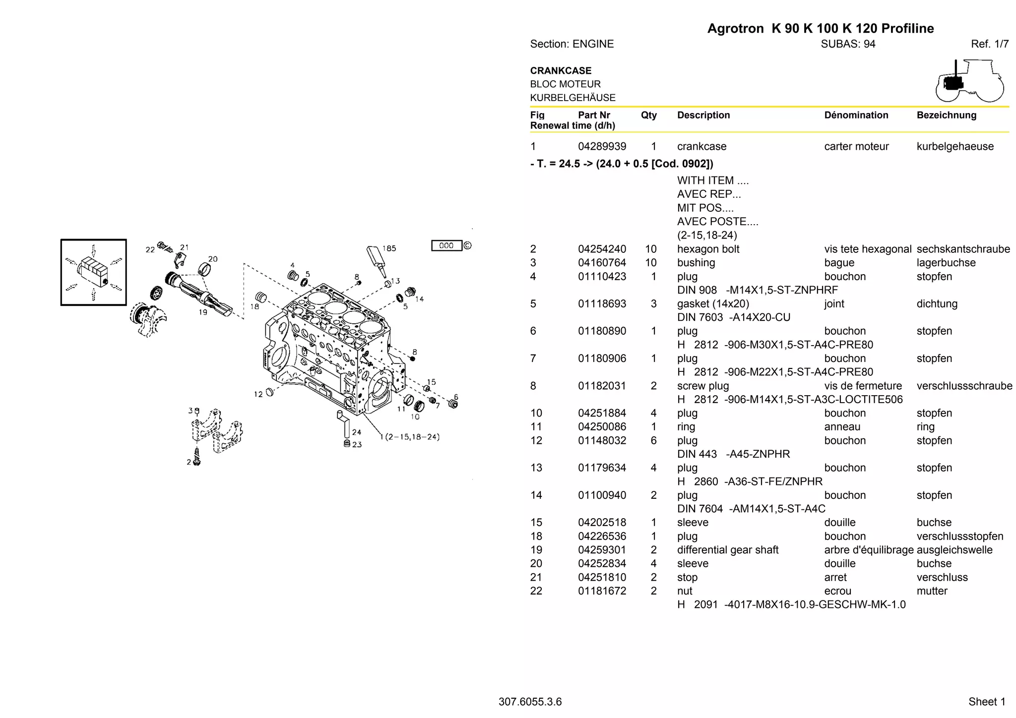 Deutz fahr agrotron k120 profiline tractor parts catalogue manual | PDF