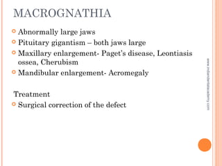 DEVELOPMENTAL DISTURBANCES OF JAWS & DENTAL ARCH / oral surgery courses ...