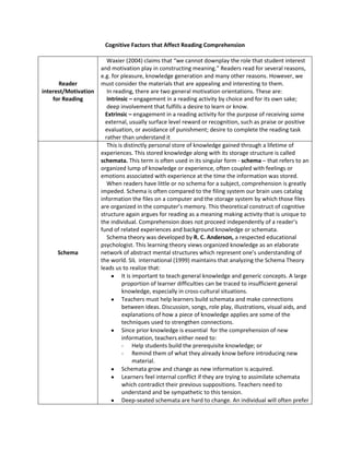 comprehension and levels of comprehension | DOCX | Education