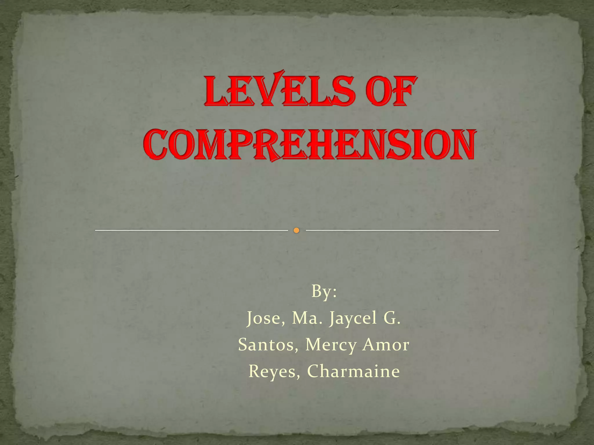 Levels Of Comprehension | PPTX
