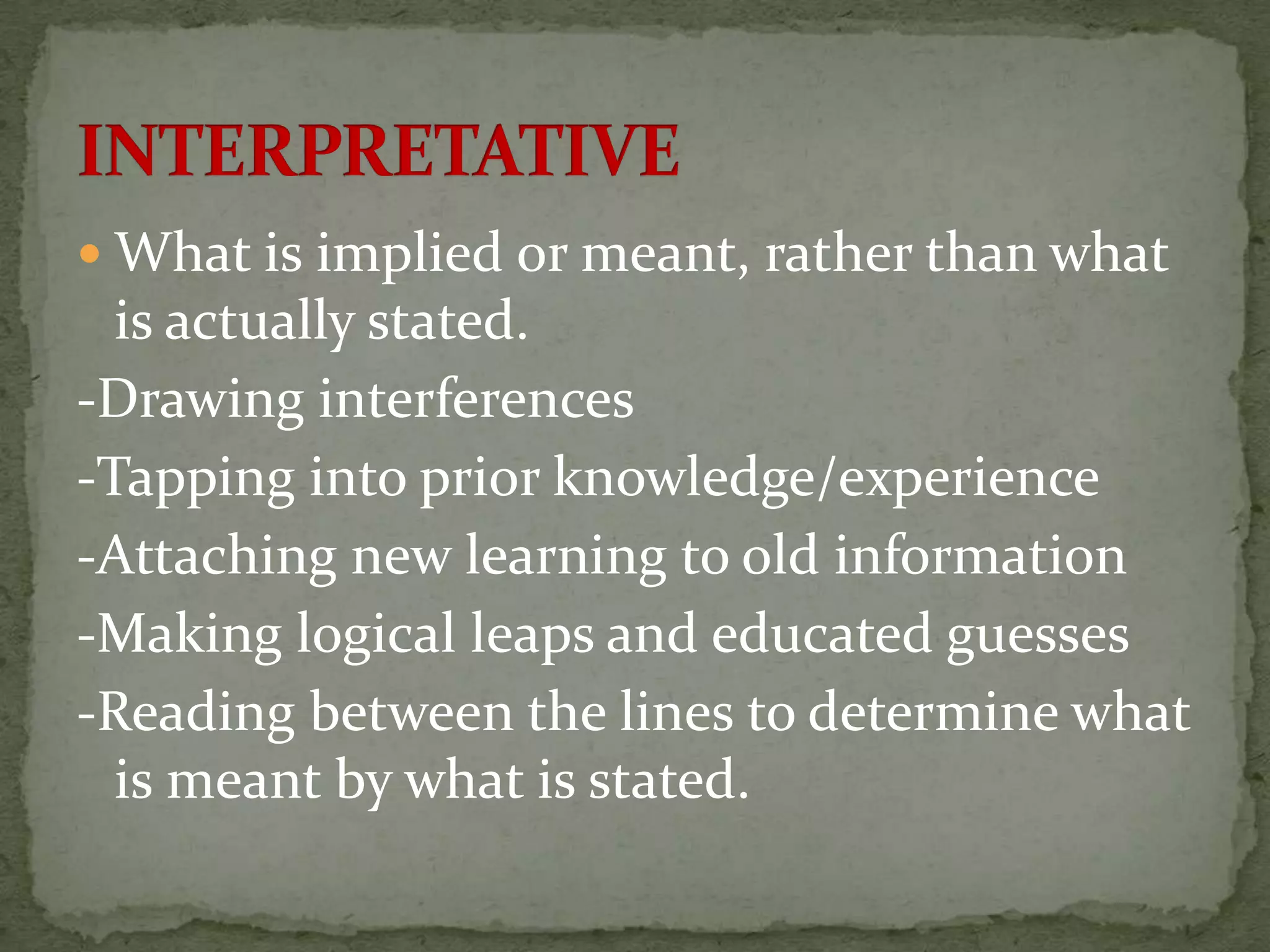 Levels Of Comprehension | PPTX